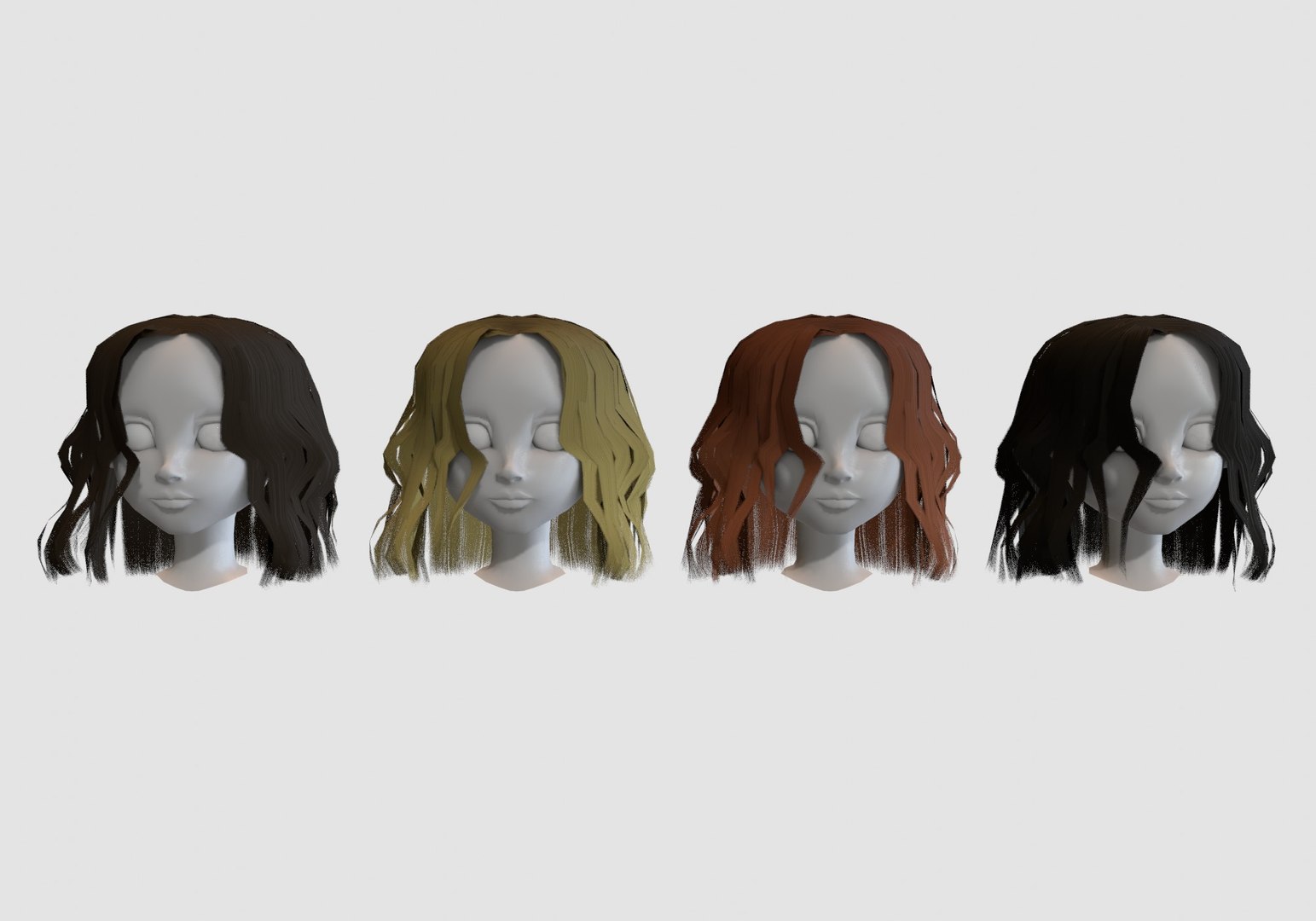 3D model hairstyle in 4 colors - TurboSquid 1899496