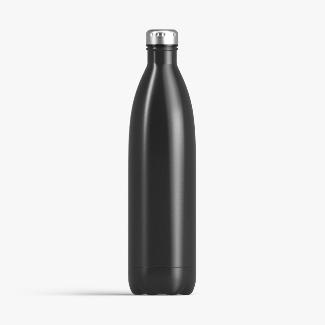 3D model Black Aluminum Swell Sport Bottle - metal thermo water botle ...