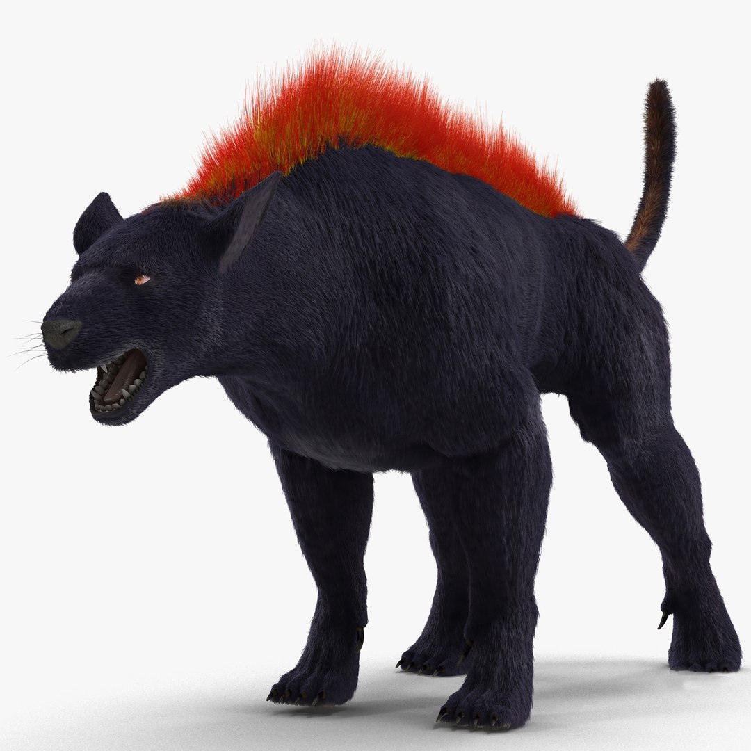 3d model hellhound fur rigged