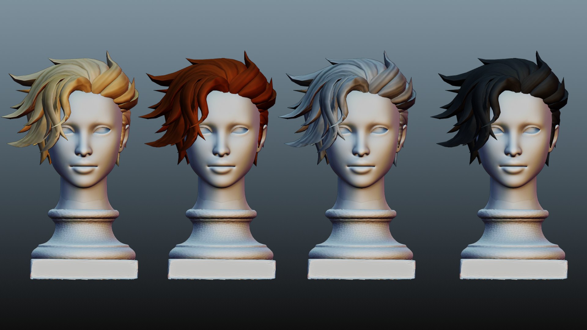 3D Female Hair 4 Colors - TurboSquid 2198354