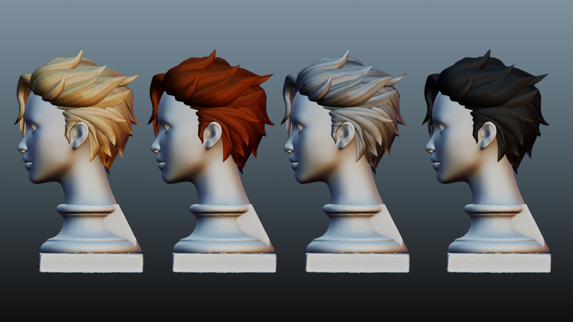 3D Female Hair 4 Colors - TurboSquid 2198354