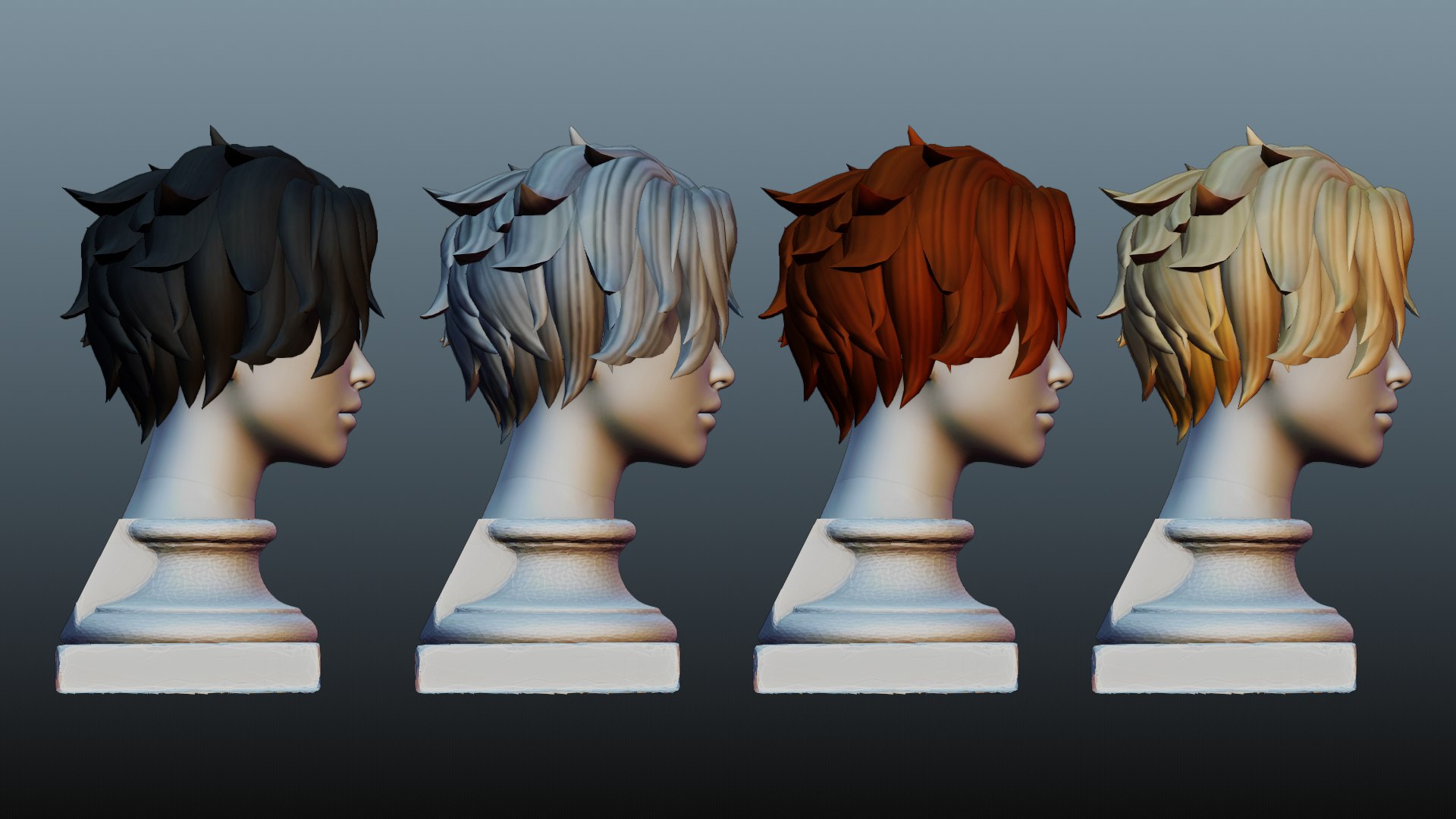 3D Female Hair 4 Colors - TurboSquid 2198354