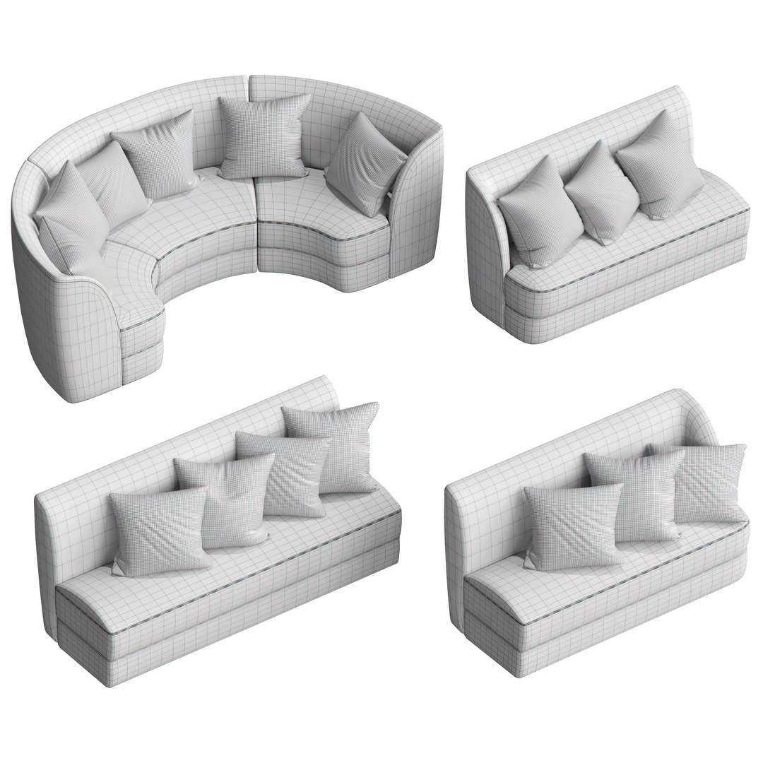 Modular Sofas For Cafe, Restaurant And 24 Pillow Textures 3D Model ...