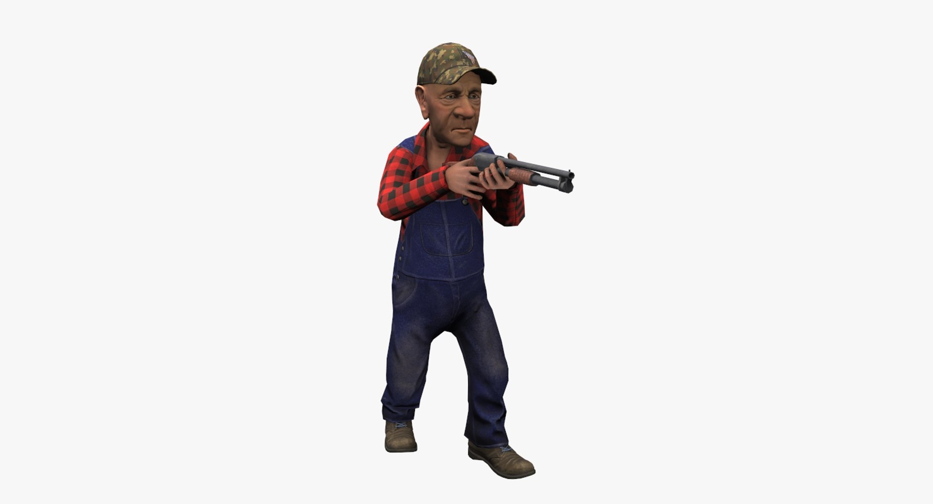Farmer Shotgun Gun 3d Obj