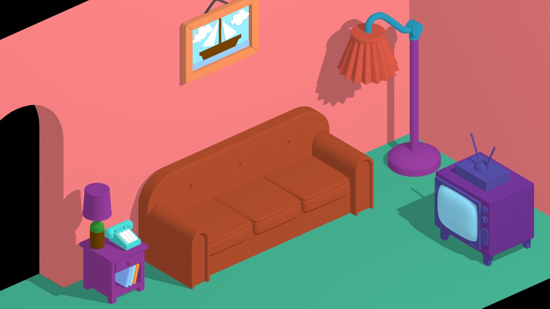 Sofa Scene The Simpsons Couch Sofa Scene Home House Set Diorama ...