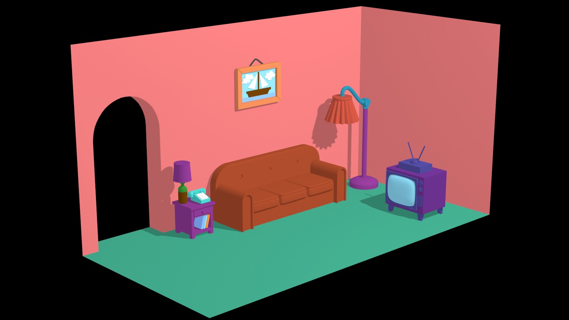Sofa Scene The Simpsons Couch Sofa Scene Home House Set Diorama ...
