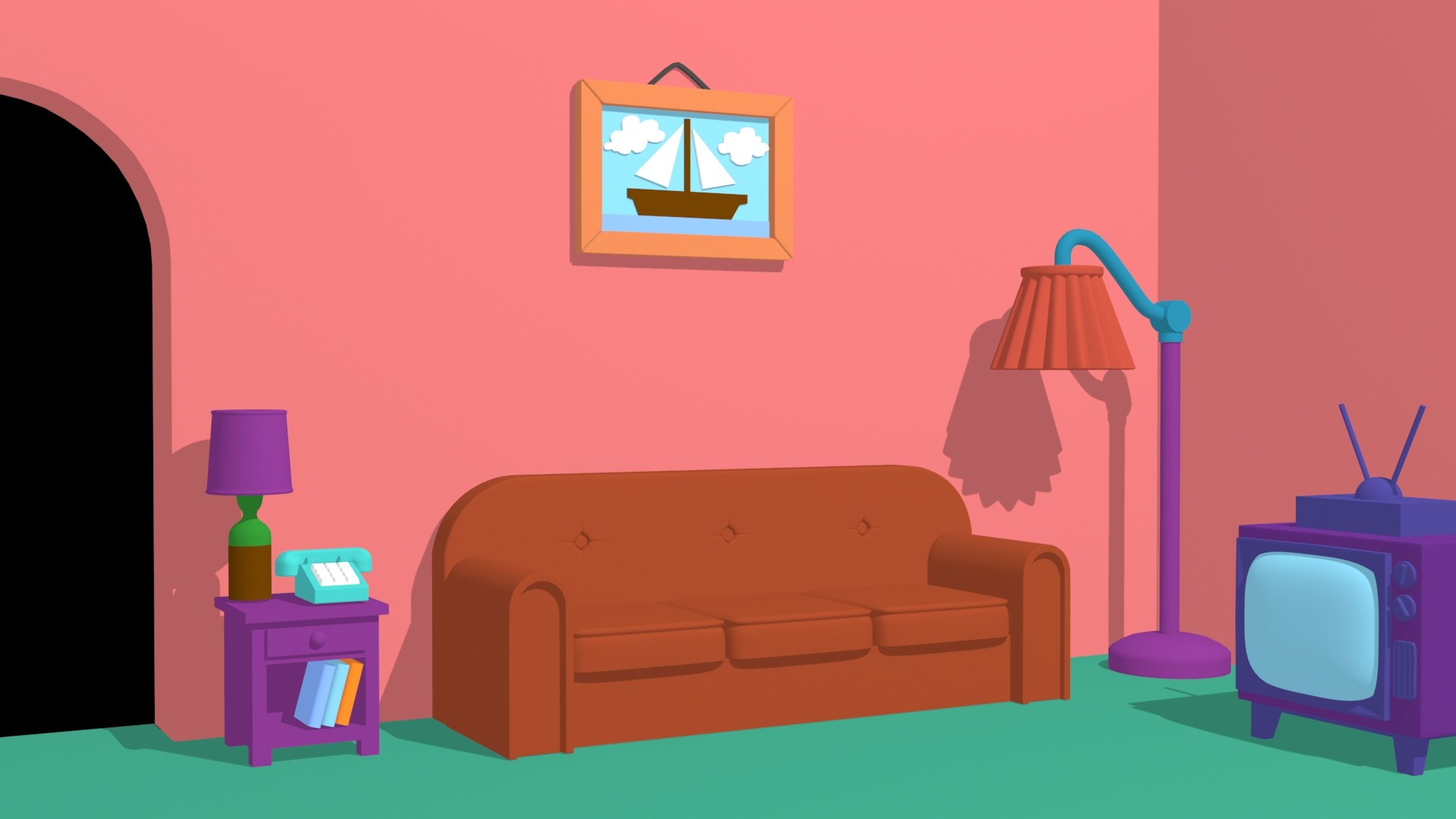 Sofa Scene The Simpsons Couch Sofa Scene Home House Set Diorama ...