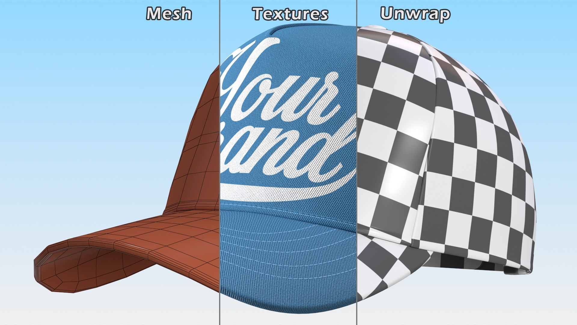 Trucker Cap Your Brand Blue 3D Model - TurboSquid 1908141