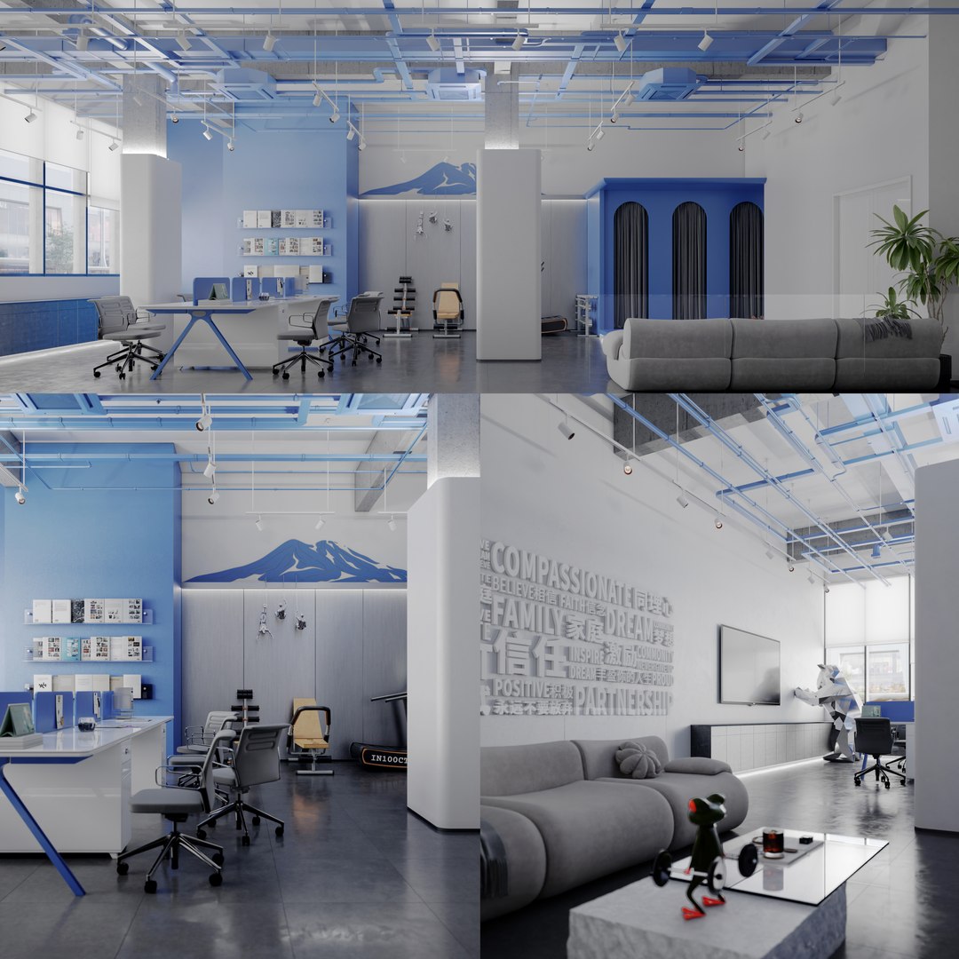 Modern Industrial Style Loft Office Lobby-cr Model - TurboSquid 2339327