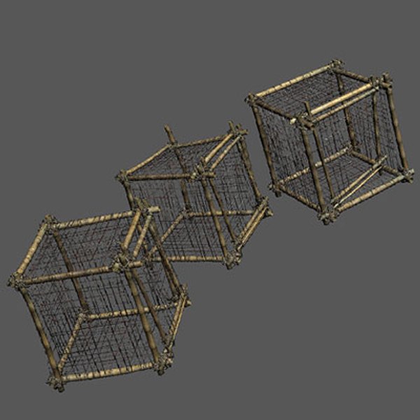bamboo cages animals 3d model