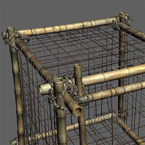 bamboo cages animals 3d model