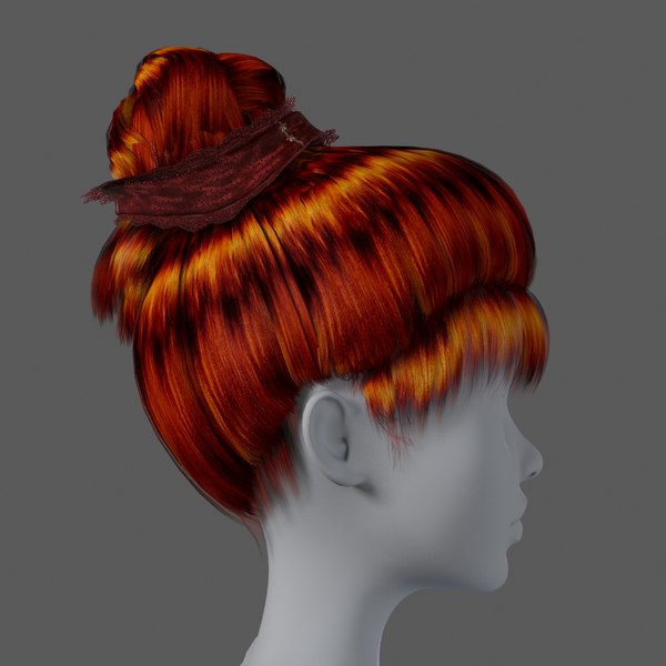 3d realistical elegant hairstyle hair model