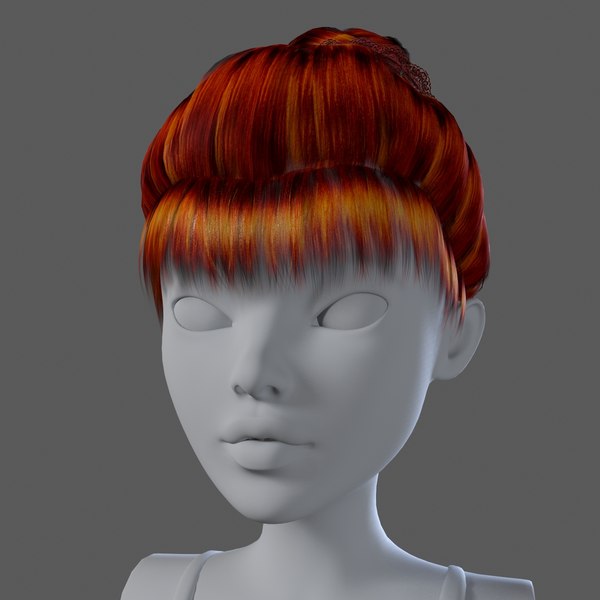 3d realistical elegant hairstyle hair model