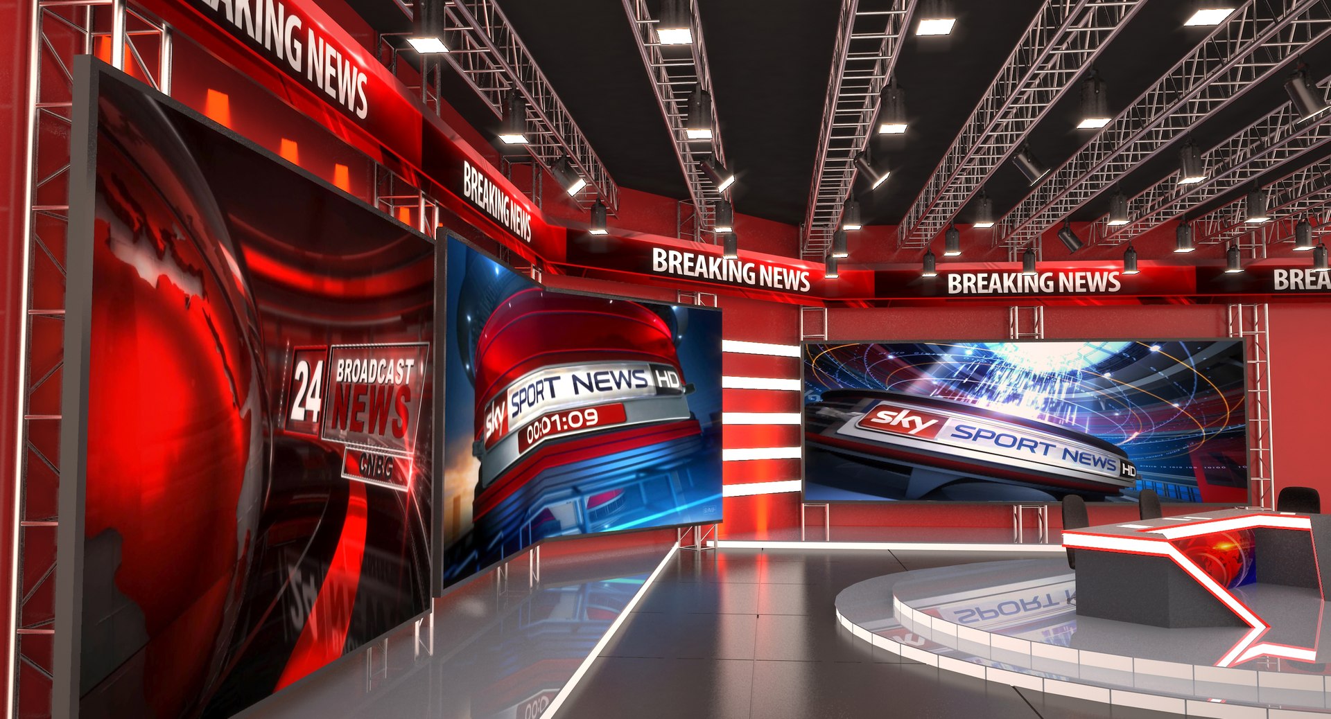 3D News Studio Model - TurboSquid 1215254
