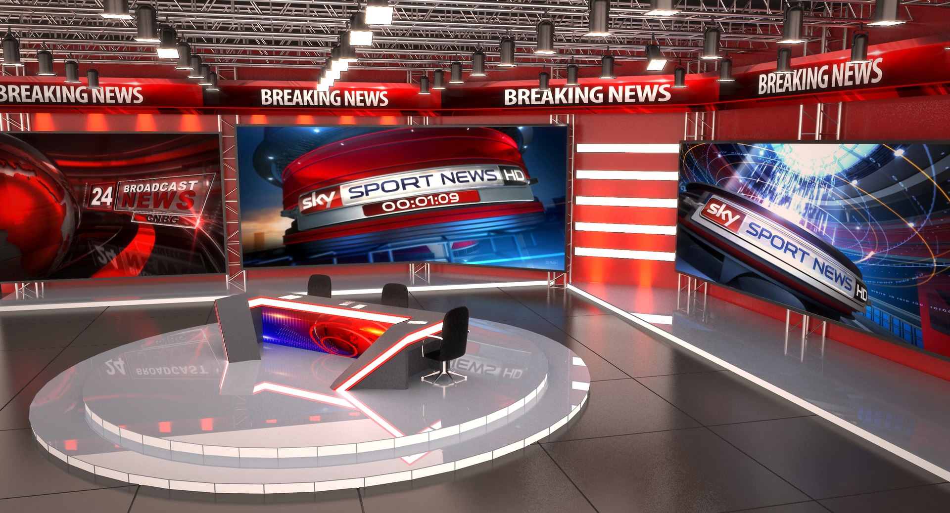 3D News Studio Model - TurboSquid 1215254