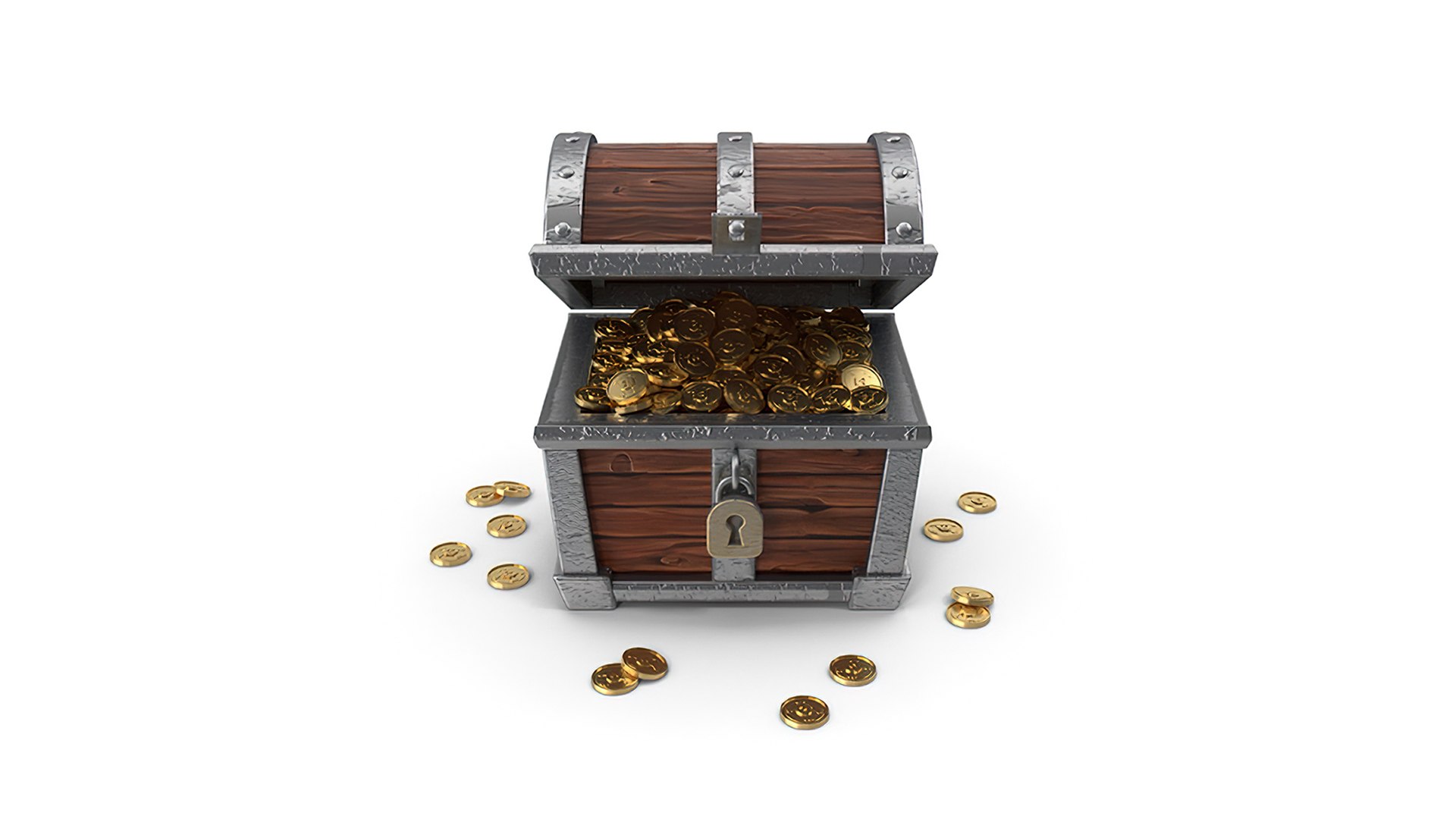 Treasure Chest Full Of Gold Coins 3D Model - TurboSquid 2104002
