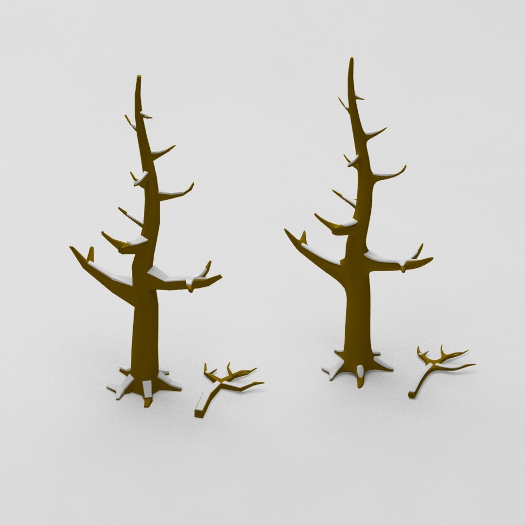 Cartoon Winter Deciduous Tree 3d Model
