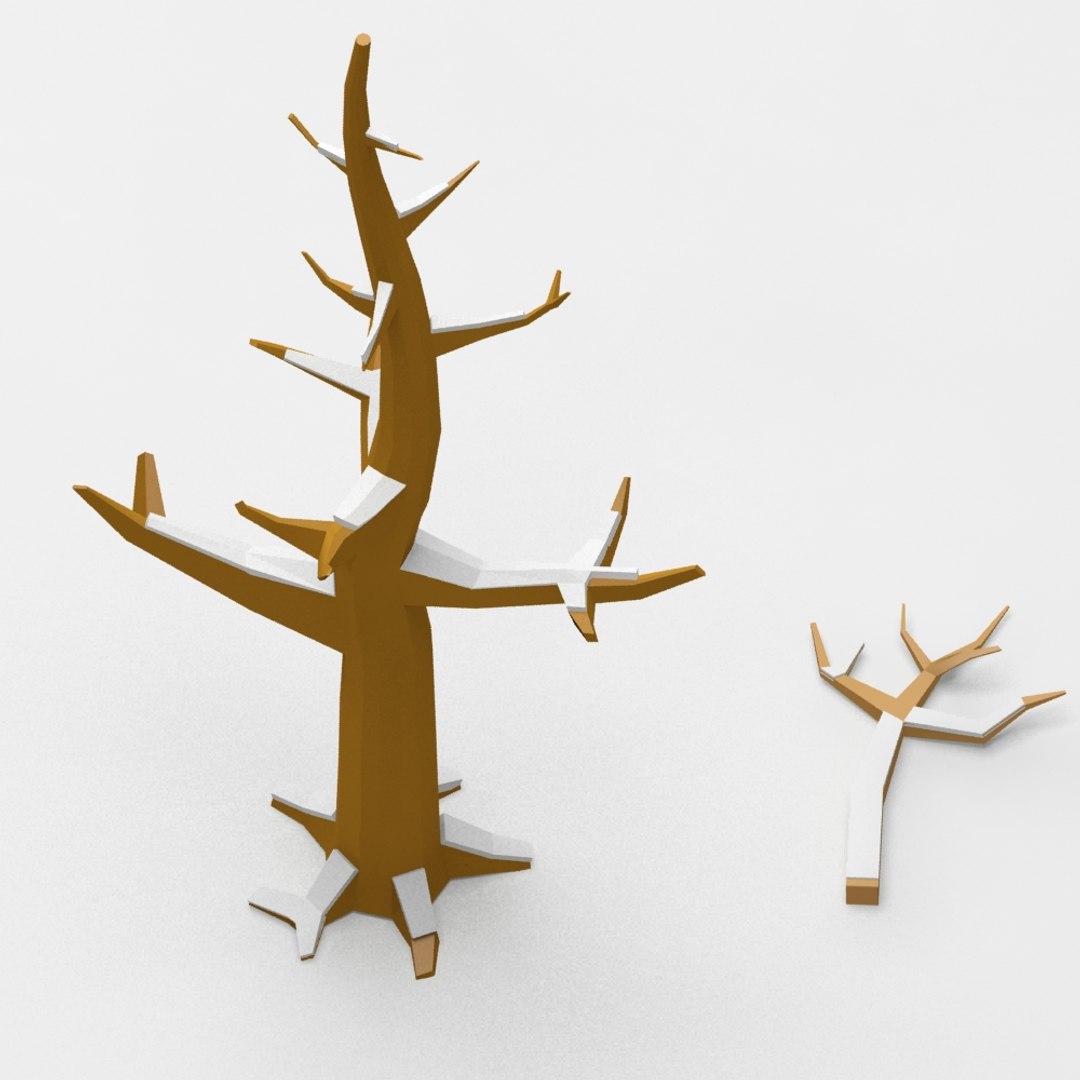 Cartoon Winter Deciduous Tree 3d Model