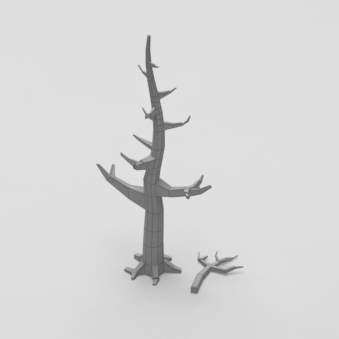 Cartoon Winter Deciduous Tree 3d Model