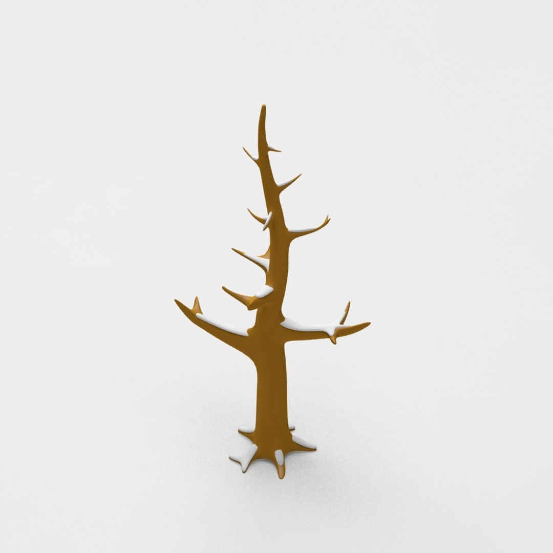 Cartoon Winter Deciduous Tree 3d Model