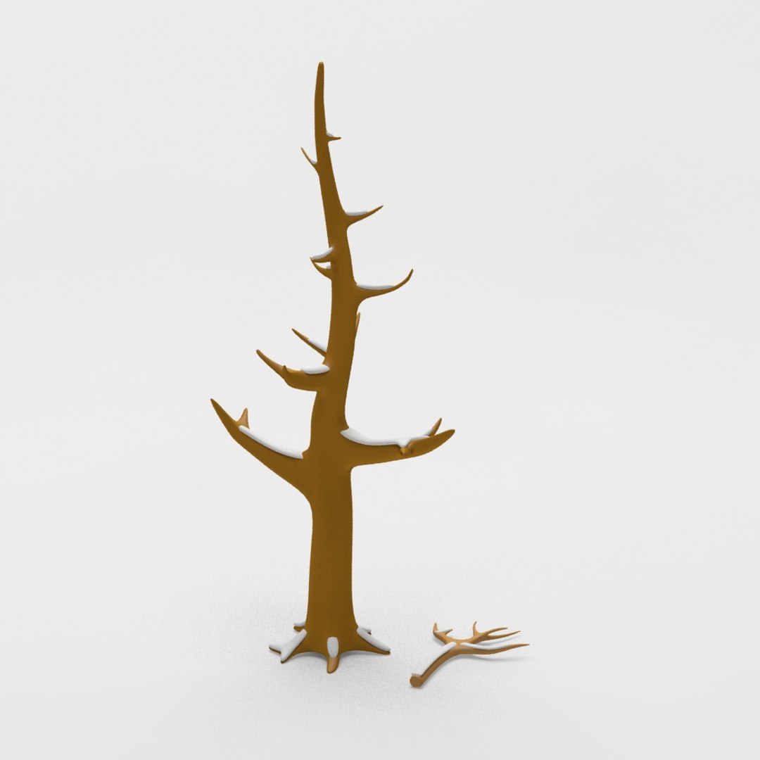 Cartoon Winter Deciduous Tree 3d Model