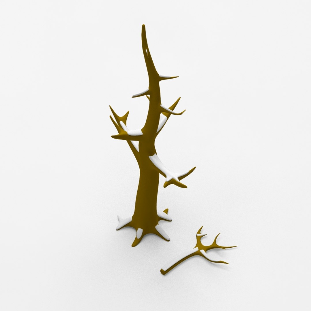 Cartoon Winter Deciduous Tree 3d Model