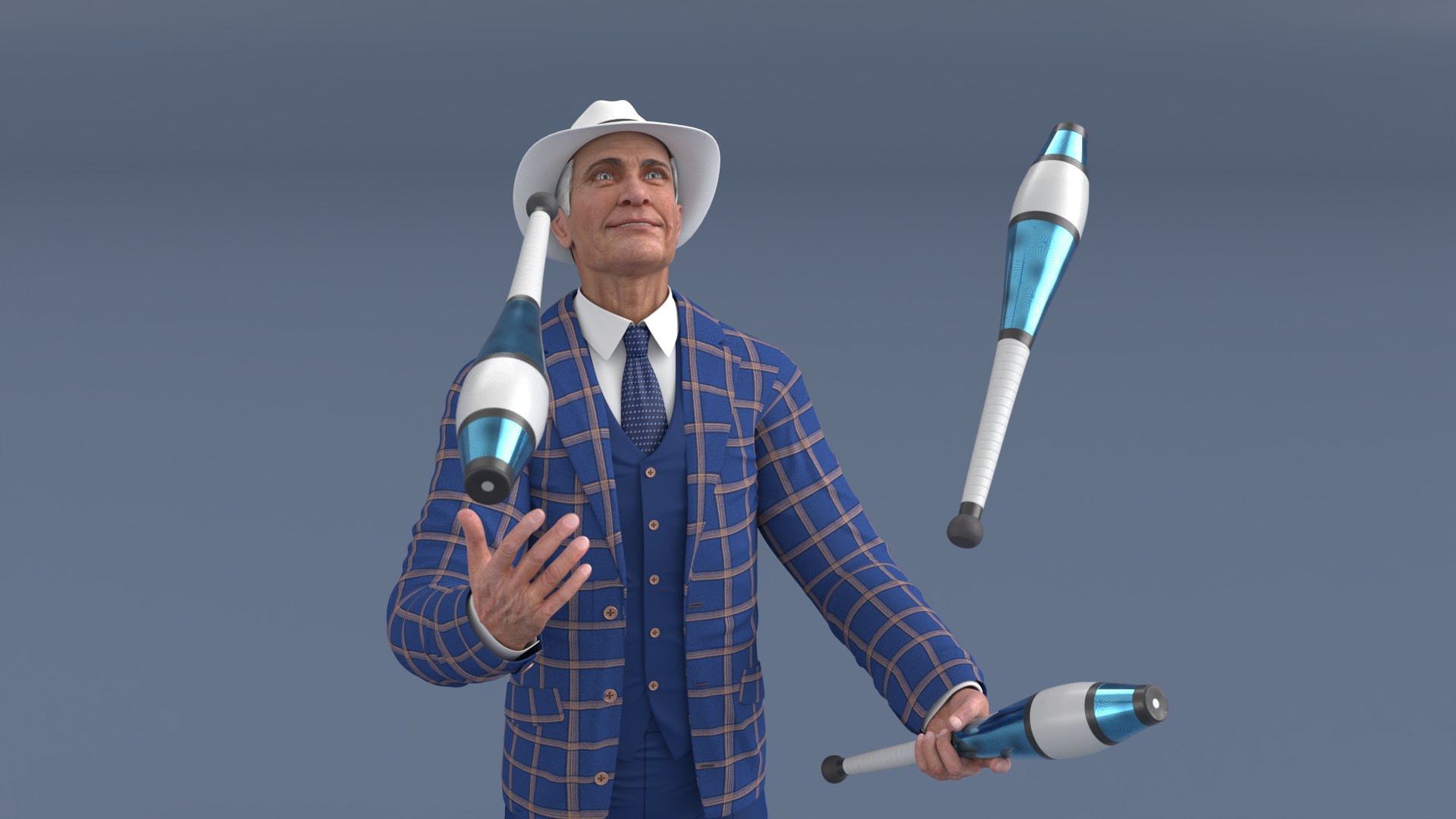 3D Man Juggling Delphin Loop Clubs - TurboSquid 2293299