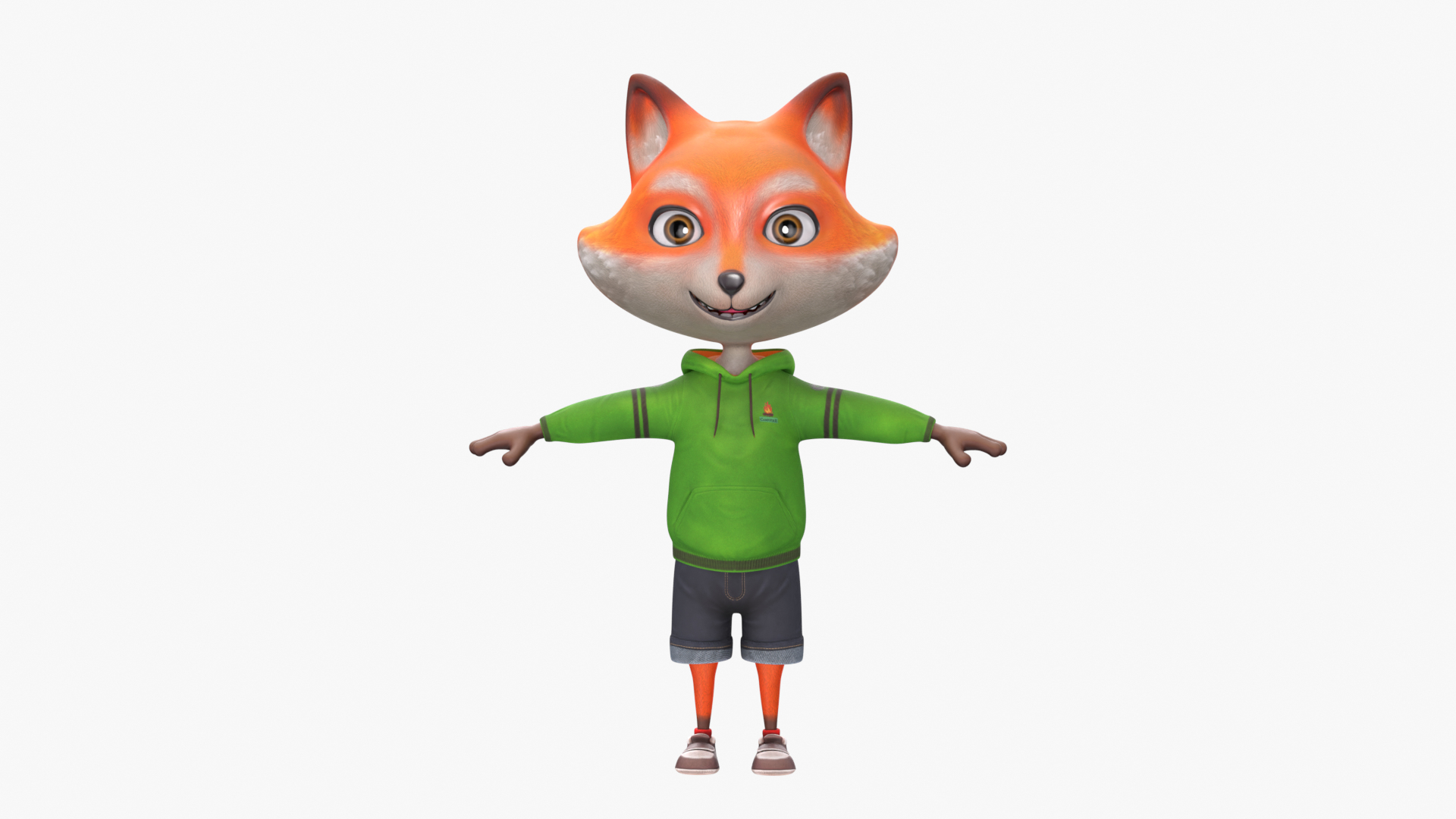 3D Cartoon Fox Character In Casual Outfit - TurboSquid 2324369