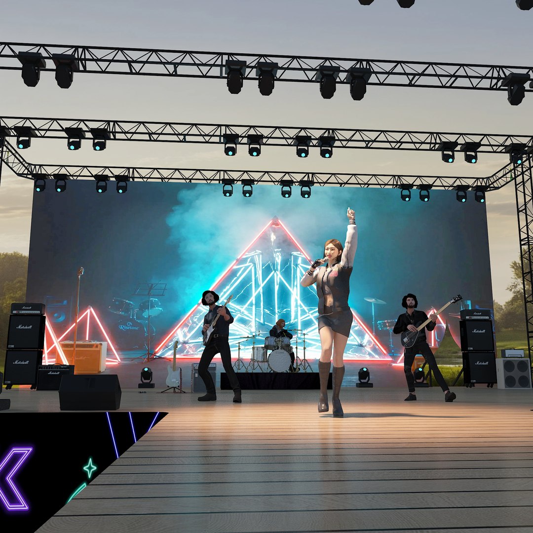 3D Model Performer Modern Stage Rock Band Singing Concert Grassland ...