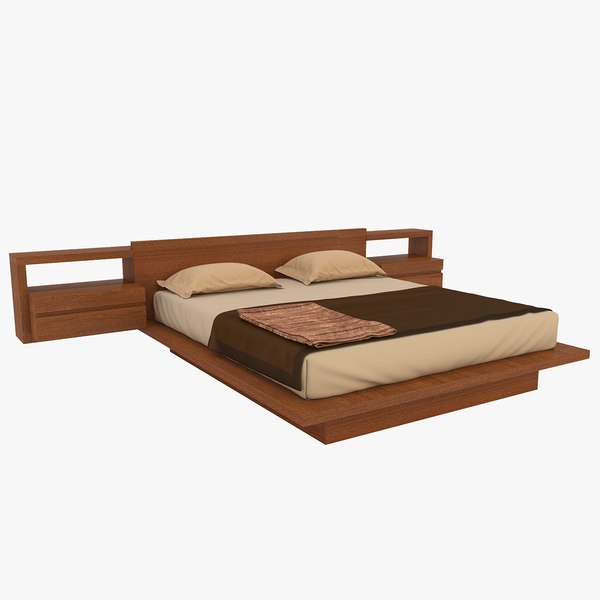 modelo 3d Cama doble de madera - TurboSquid 1338055