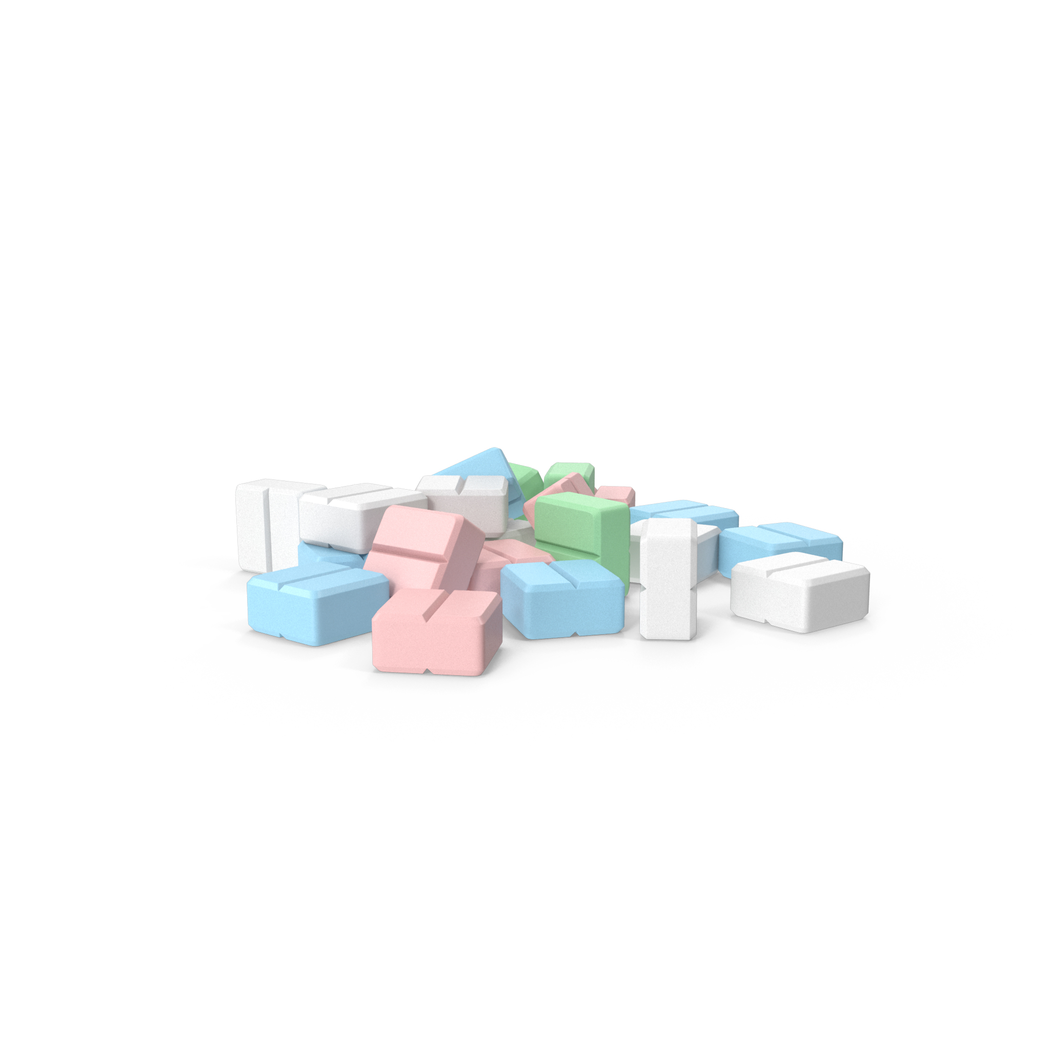 Pile Of Colored Square Pills 3D model - TurboSquid 1938578