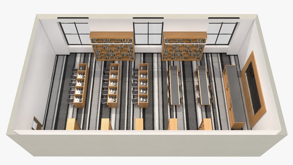 modelo 3d Interior de la biblioteca escolar - TurboSquid 2332343