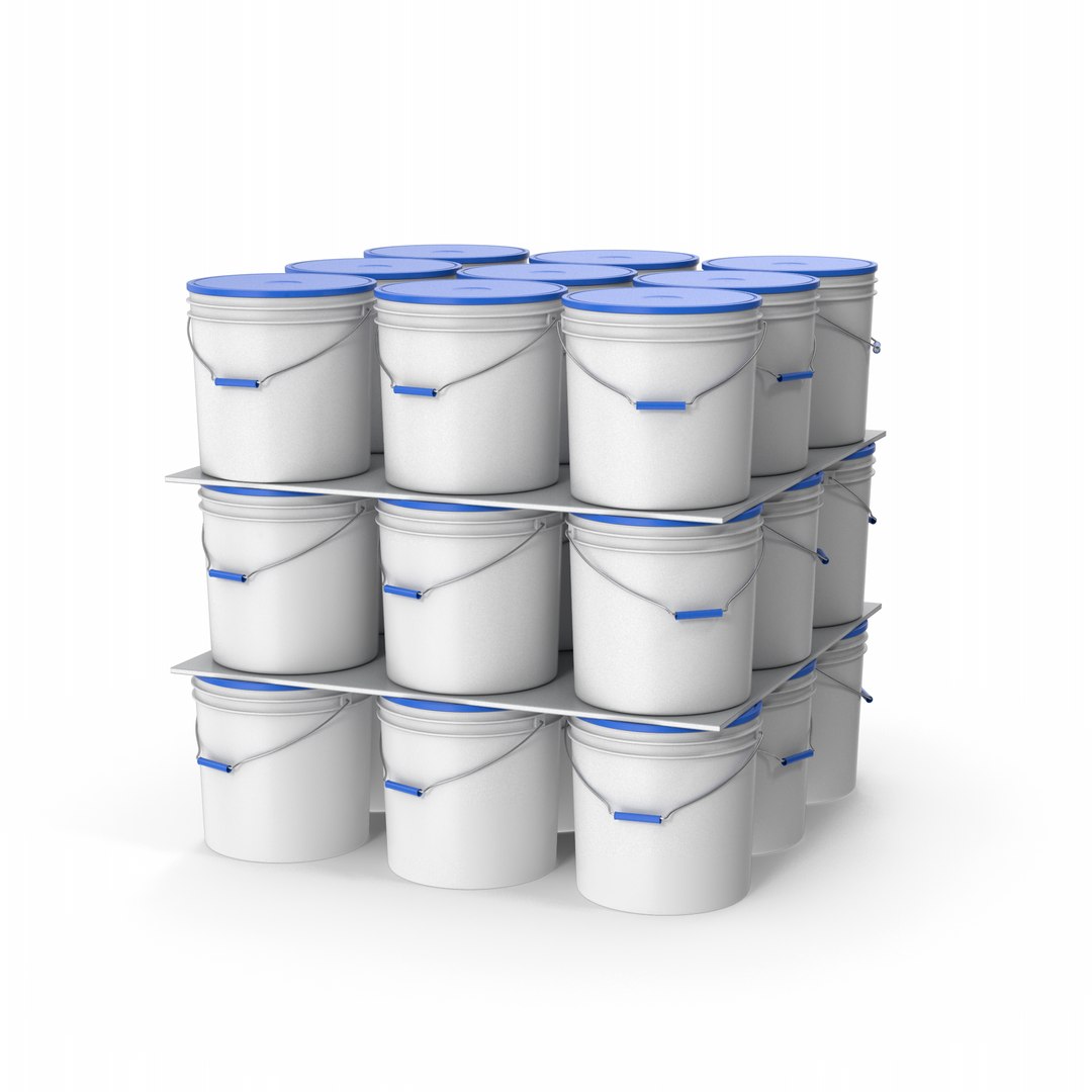 3D Stack Of Plastic Paint Buckets - TurboSquid 2094144
