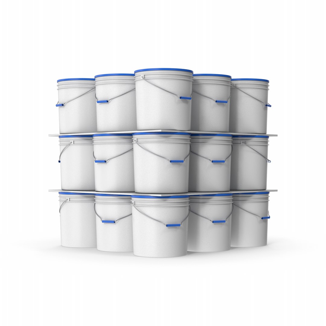 3D Stack Of Plastic Paint Buckets - TurboSquid 2094144