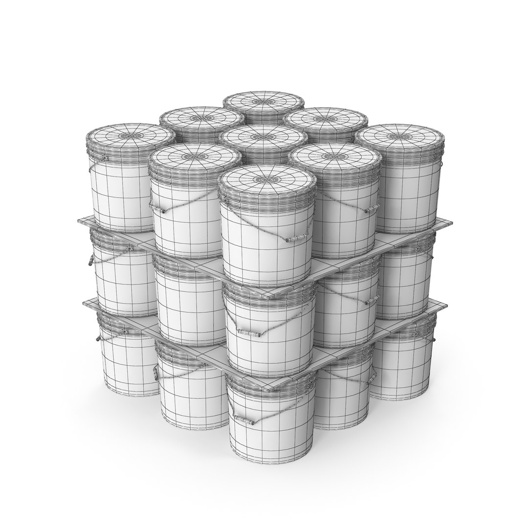 3D Stack Of Plastic Paint Buckets - TurboSquid 2094144