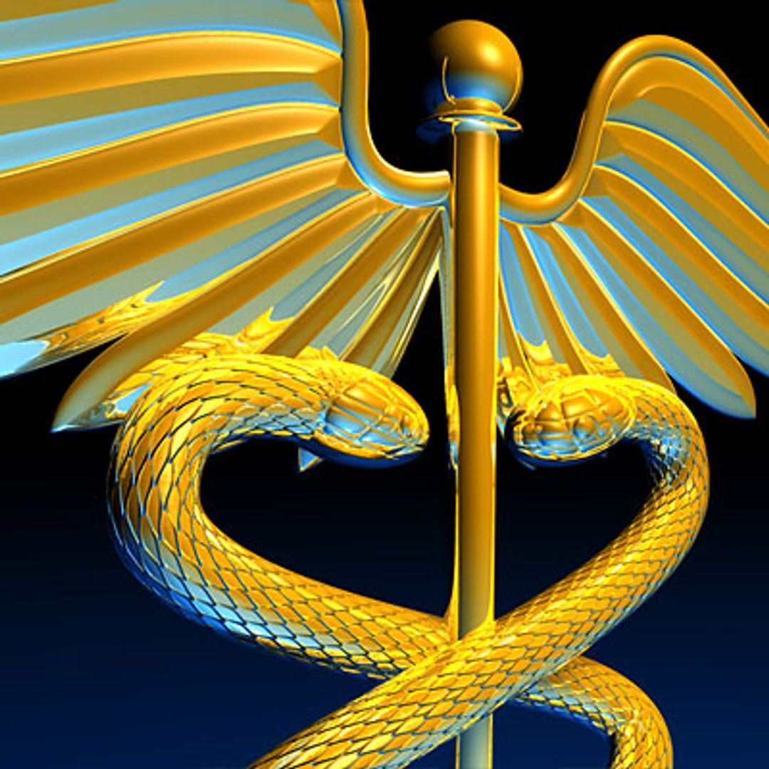 Caduceus Symbolic Medical 3d Model