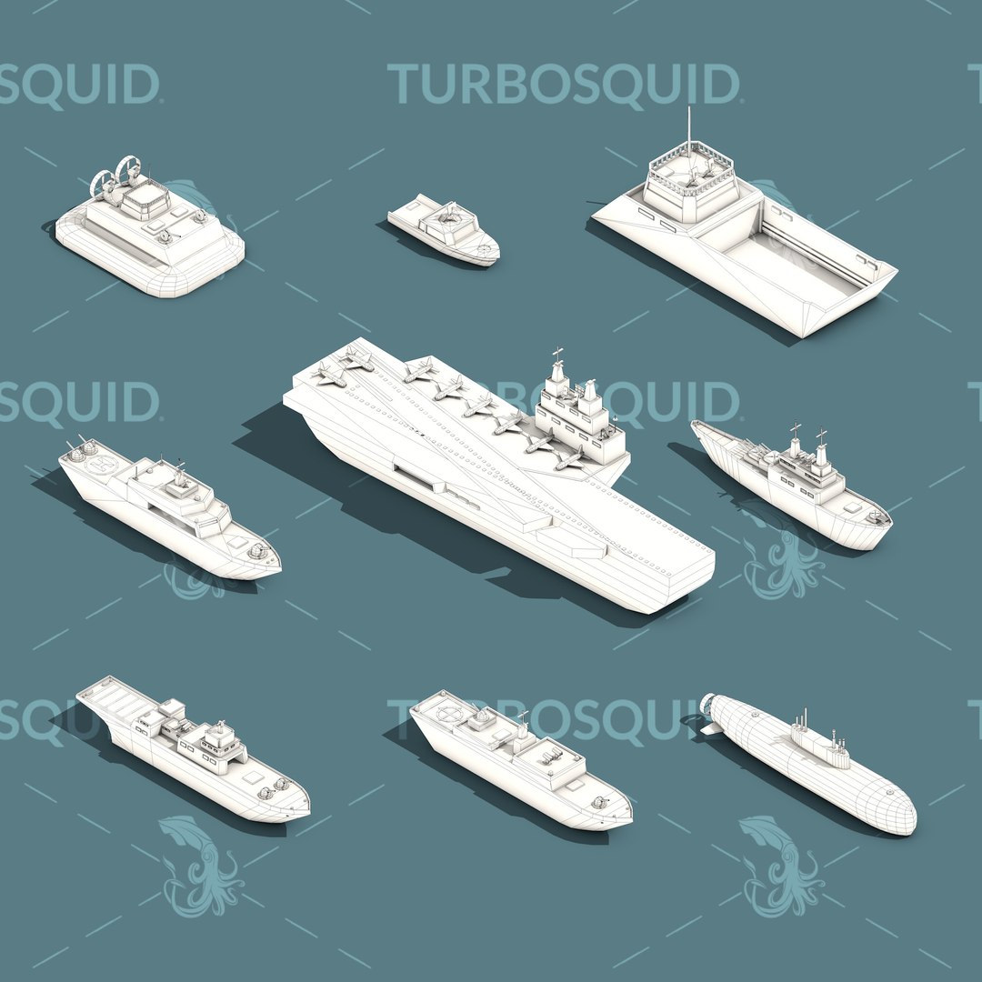 3D Low Poly Military Boats Isometric Icon - TurboSquid 1721635