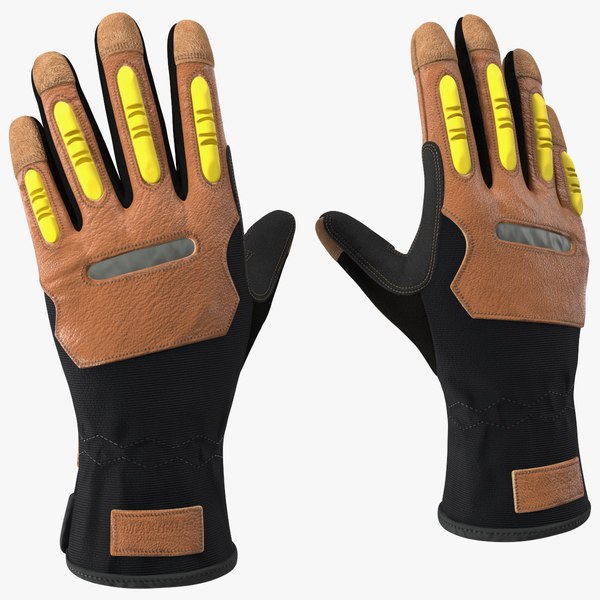 Safety Leather Neoprene Gloves with Knuckle Guards model - TurboSquid ...