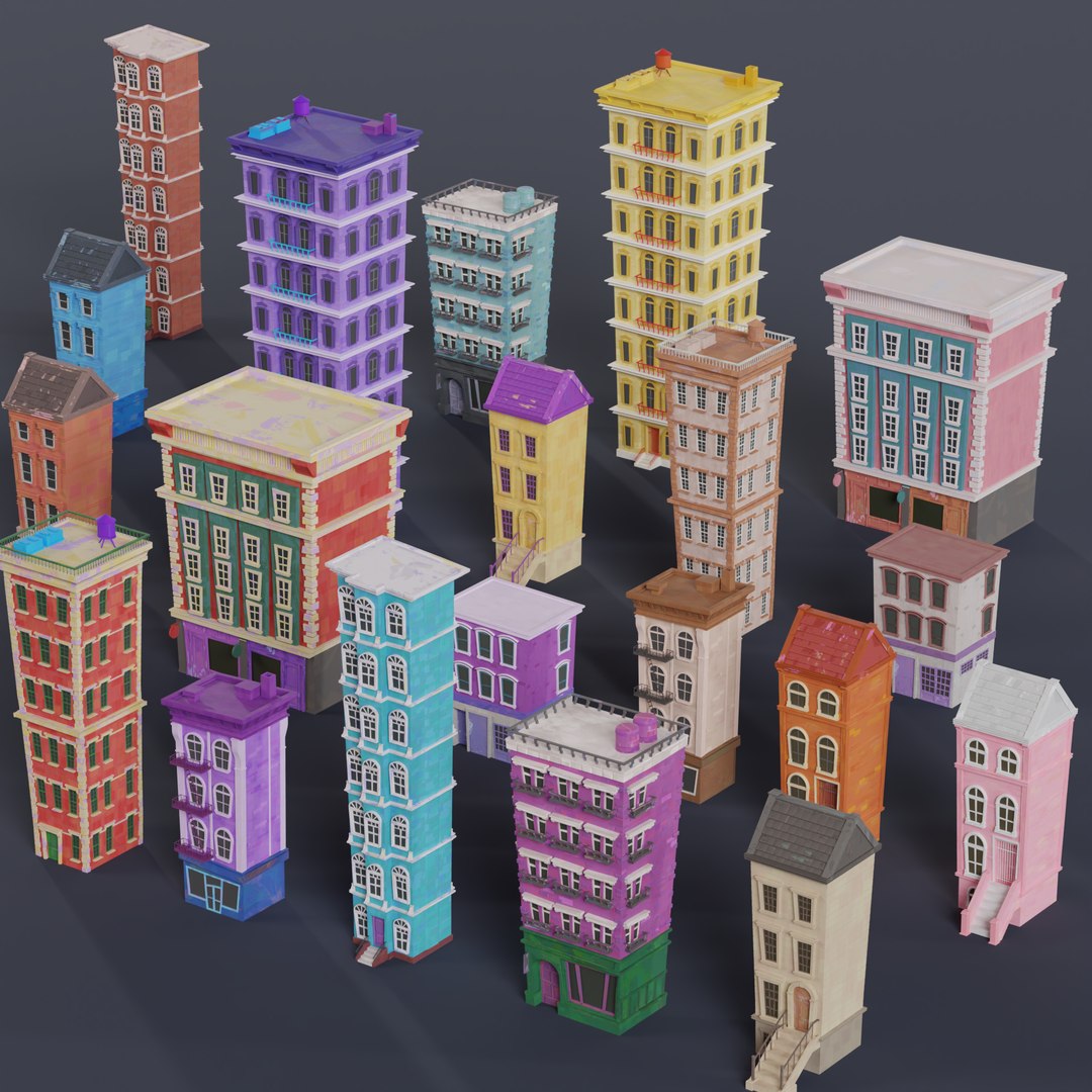 20 Low Poly Cartoon Building Collection 3D Model - TurboSquid 2321709