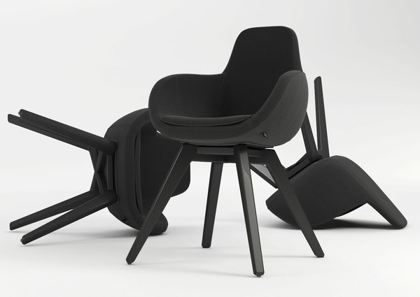 scoop chair black 3d model