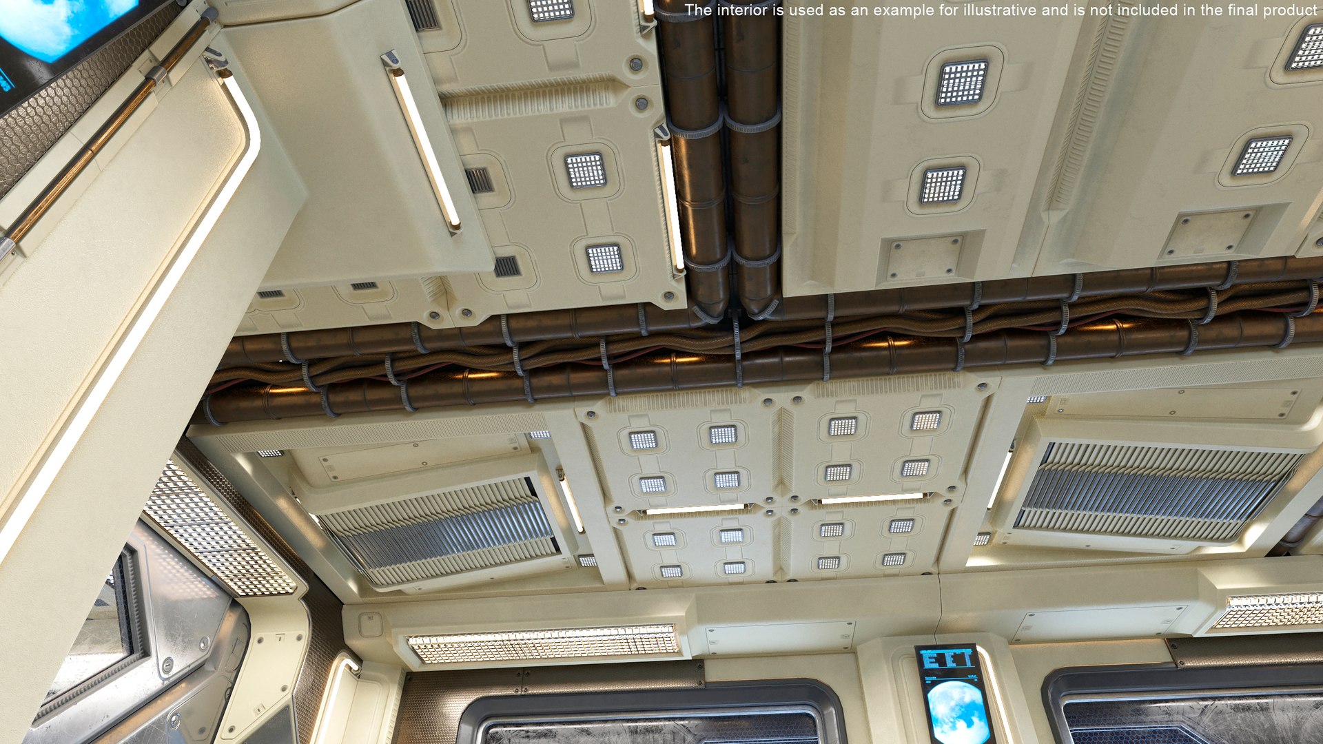 Sci-fi Ceiling Thick Pipes And Wires PBR Model - TurboSquid 2237880