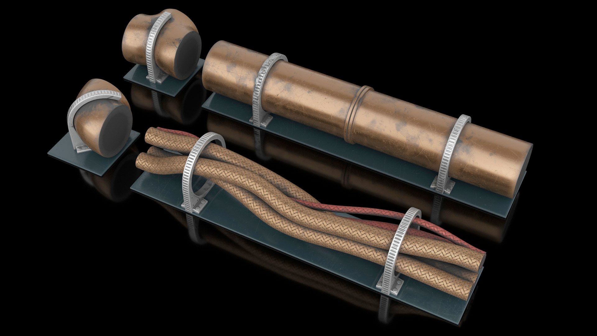 Sci-fi Ceiling Thick Pipes And Wires PBR Model - TurboSquid 2237880