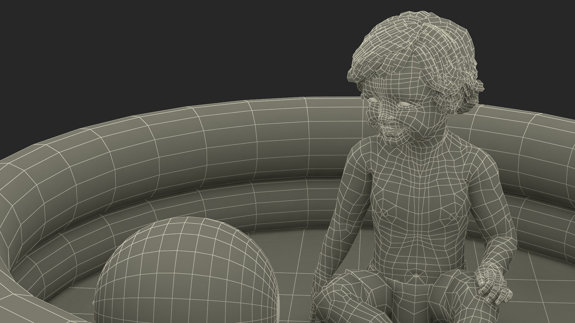 Baby Boy In An Inflatable Pool With Ball 3D Model - TurboSquid 2271641