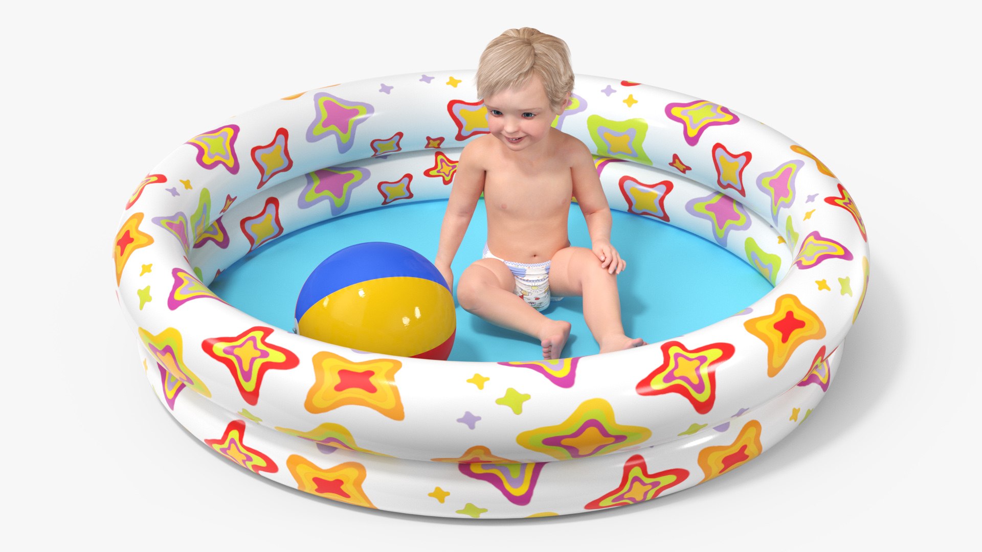 Baby Boy In An Inflatable Pool With Ball 3D Model - TurboSquid 2271641