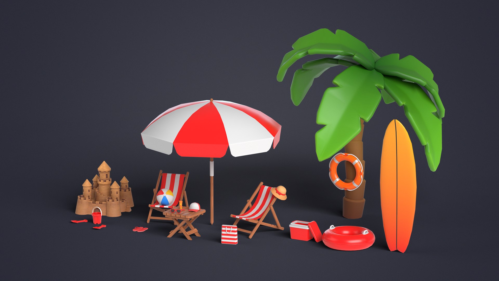 3D Model Big Beach Pack - TurboSquid 2096797