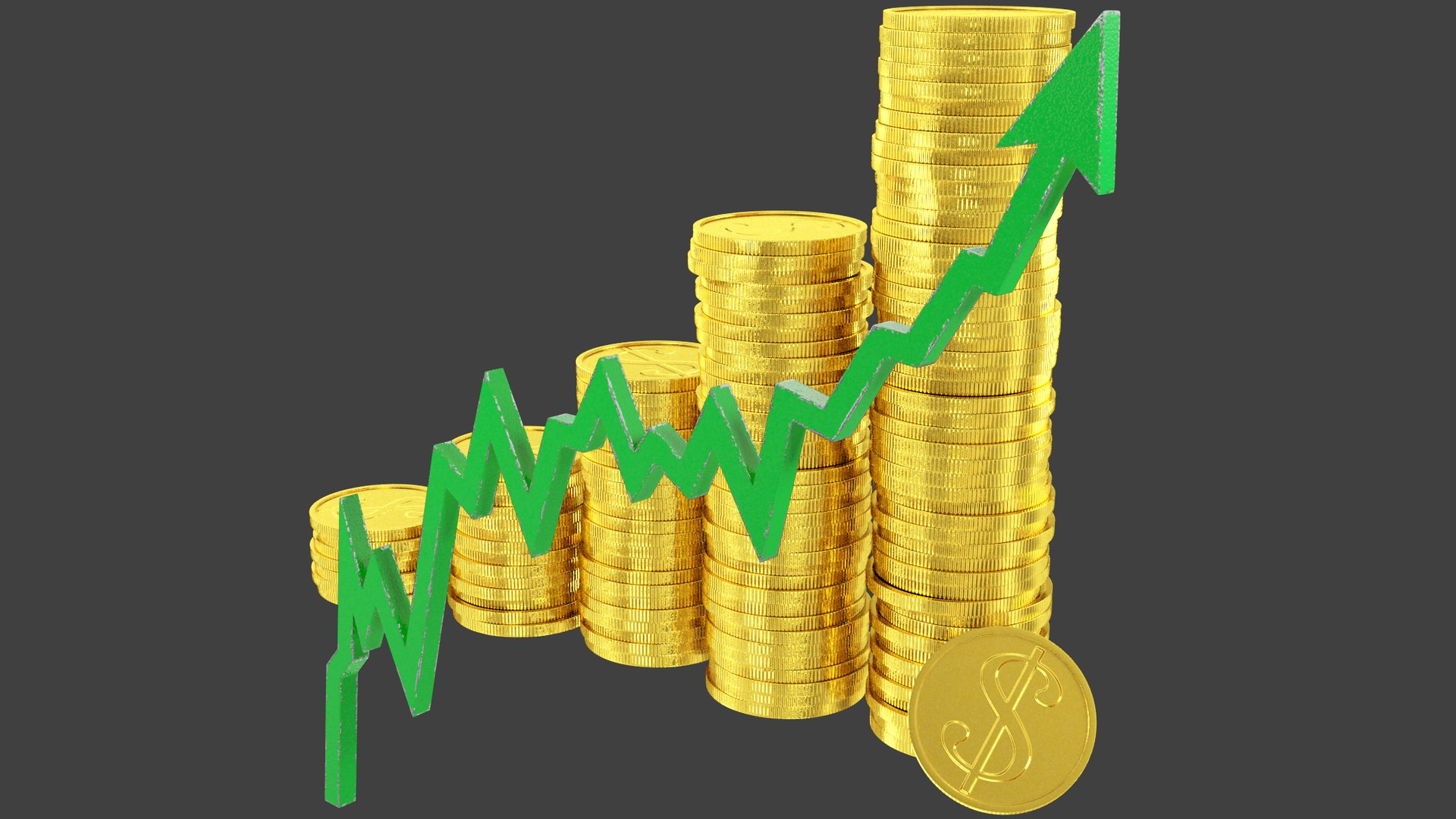 3D Dollar Coins And Graph V1 Model - TurboSquid 1959850
