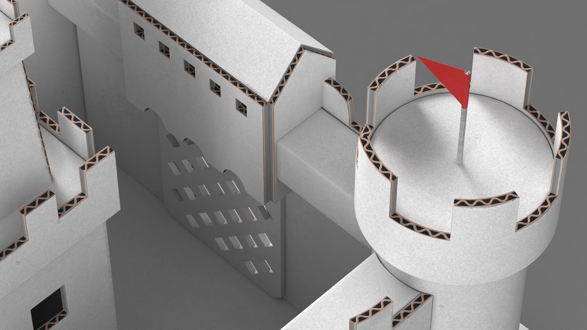 3D Model DIY Cardboard Castle White - TurboSquid 2210625