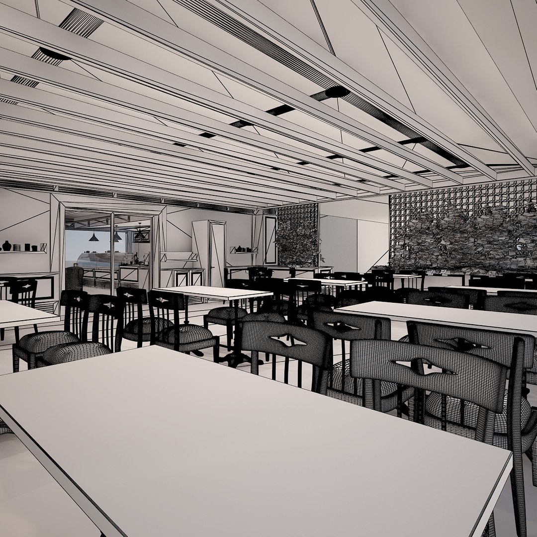 cafe interior 3d max