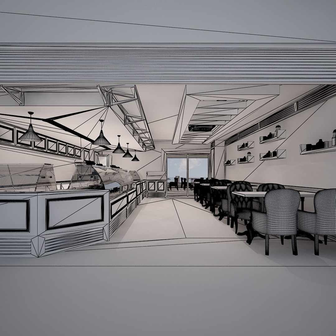 cafe interior 3d max