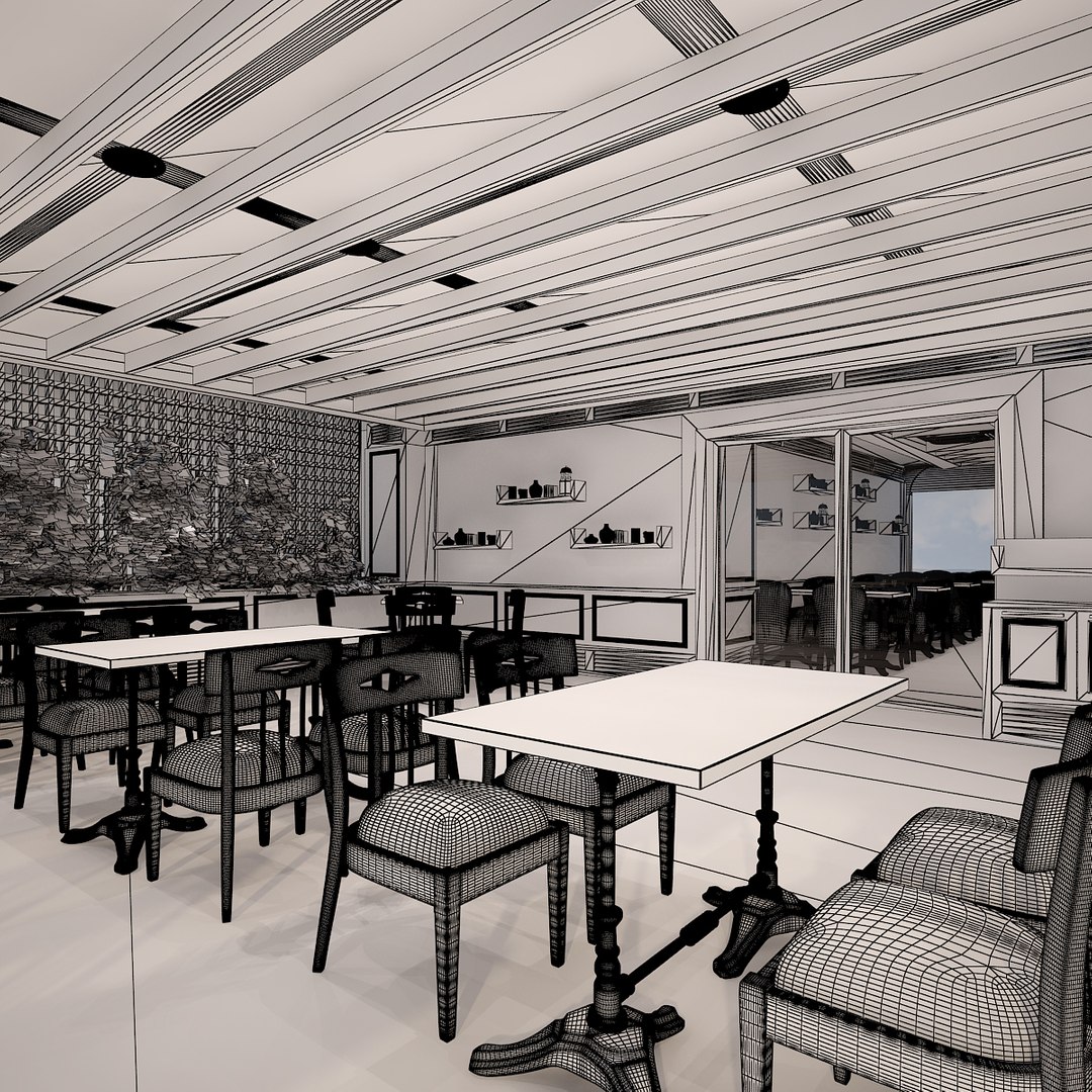 cafe interior 3d max